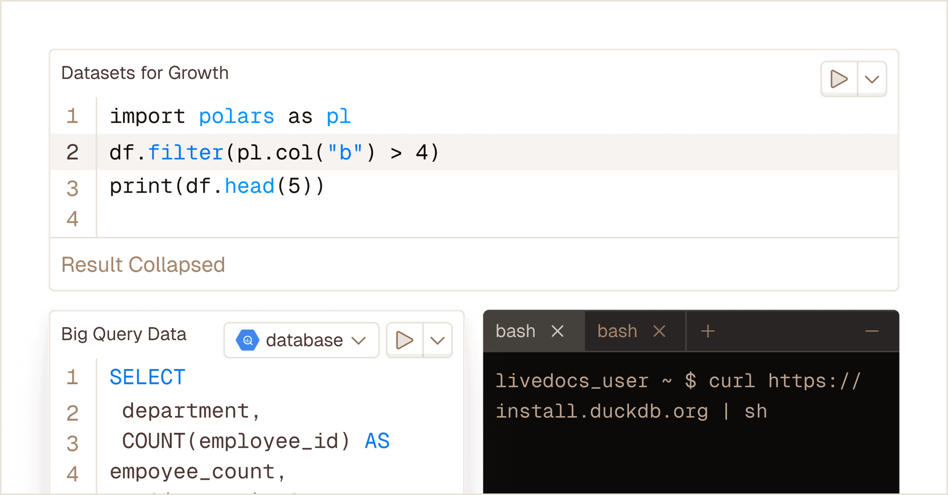 AI for serious data work | Livedocs